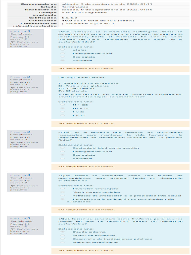 Desarrollo Sustentable Modalidad de Exámenes Semana 2 | PDF