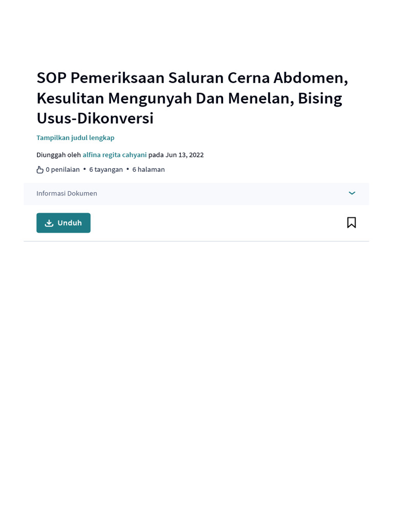 SOP Pemeriksaan Saluran Cerna Abdomen, Kesulitan Mengunyah Dan Menelan ...