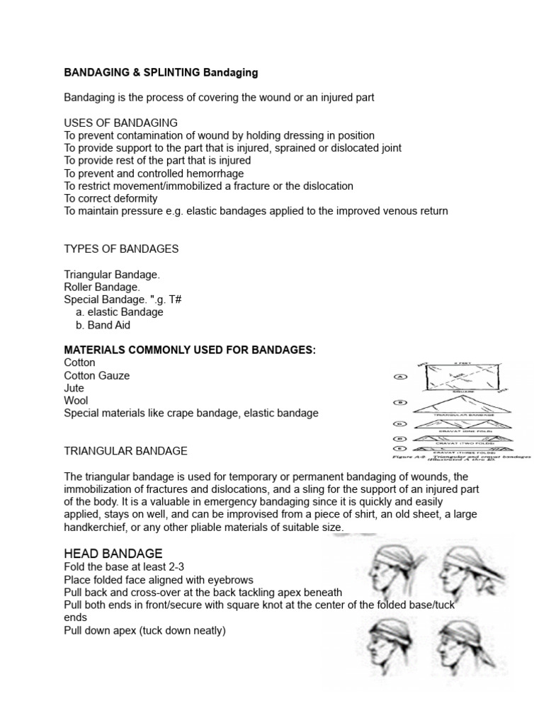 Bandaging Notes | PDF | Hand | Musculoskeletal System