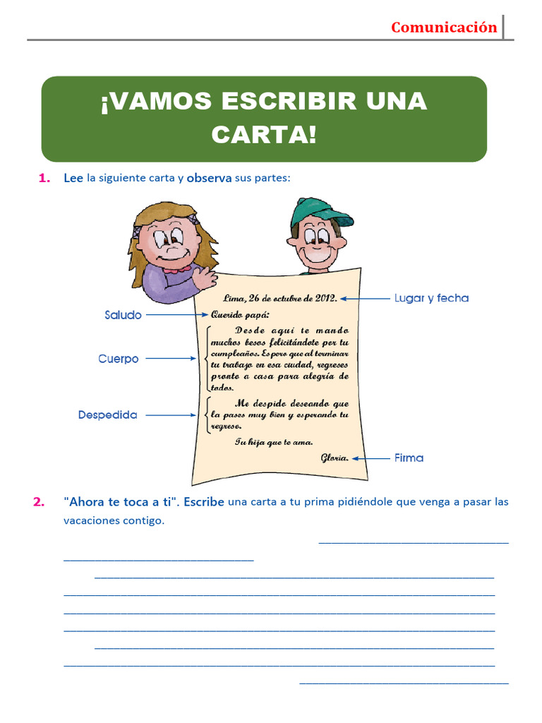 Actividades De Cartas Para Niños De Primaria Pdf