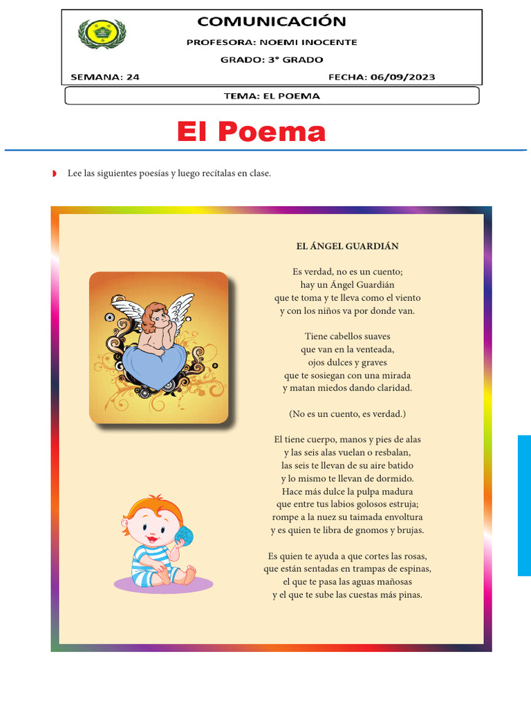 Actividades de poesía para tercer grado | PDF