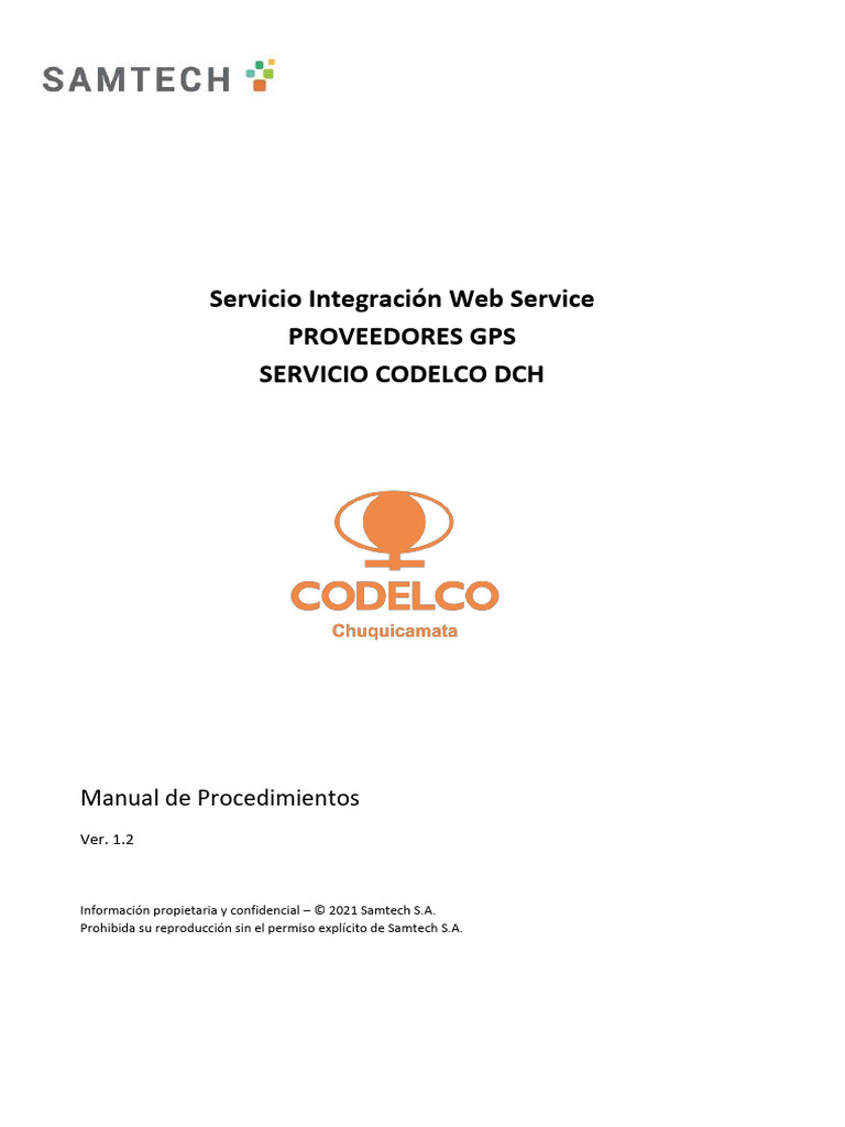 WebService Samtech CODELCO DCH | PDF | Sistema de Posicionamiento Global | Red mundial