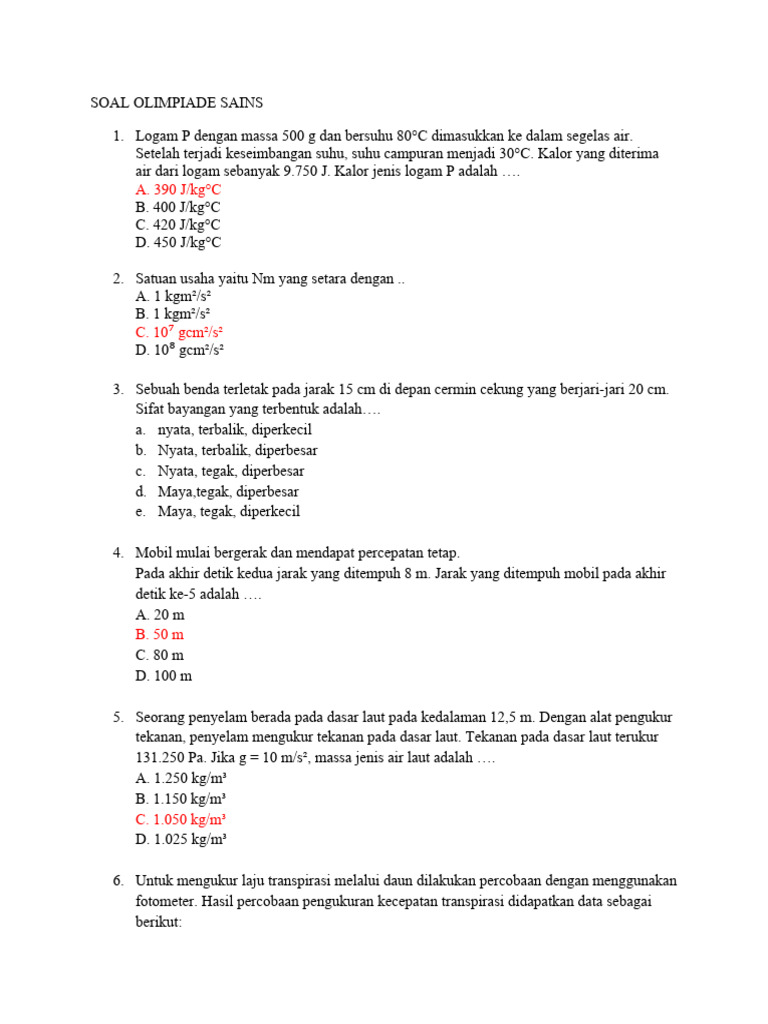 Soal Olimpiade Sains | PDF
