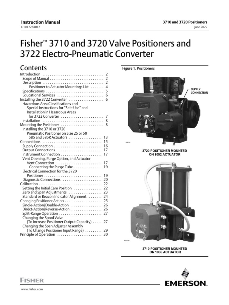 Instruction Manual Fisher 3710 3720 Valve Positioners 3722 Electro ...