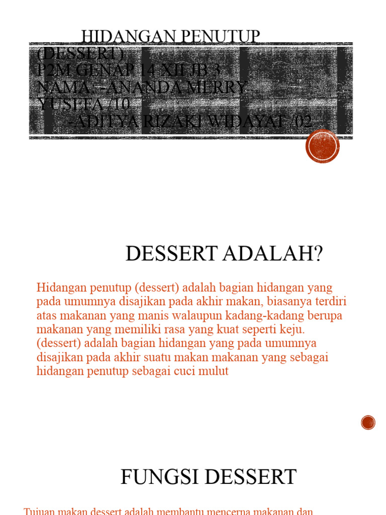 Dessert | PDF | Memasak, Makanan, & Anggur