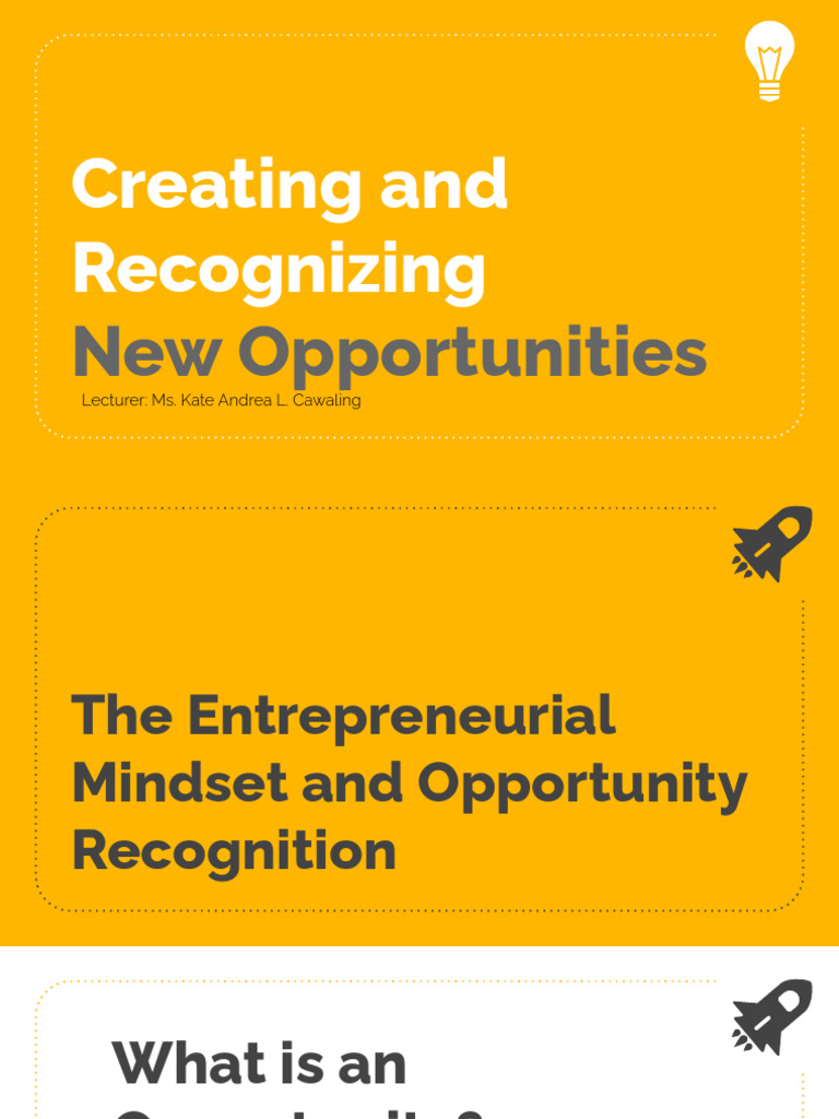 Creating and Recognizing New Opportunities PDF | PDF | Entrepreneurship ...