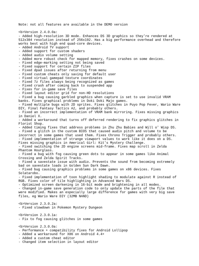 Help Changelog | PDF | Texture Mapping | Software Bug