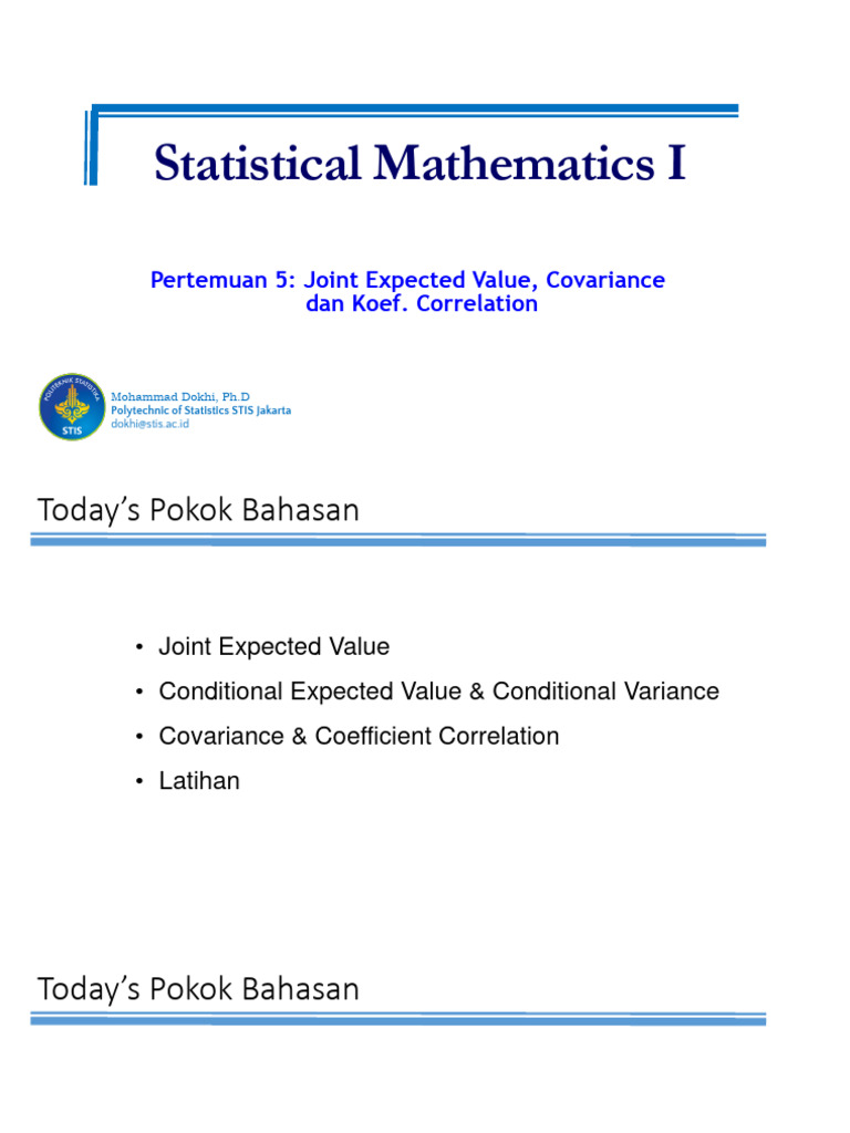 12 Joint Expected Value Covariance Dan Koef Correlation Pdf