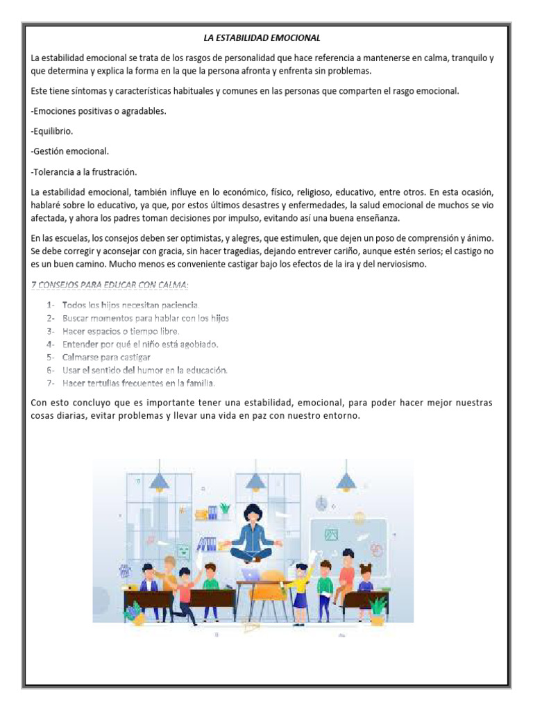 La Estabilidad Emocional | PDF | Relaciones personales, crianza y ...