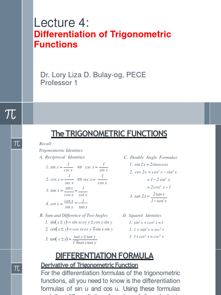Lecture 4 | PDF | Trigonometric Functions | Differential Calculus