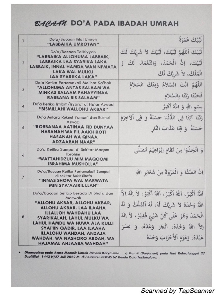 Doa Safar untuk Umroh Lengkap | PDF