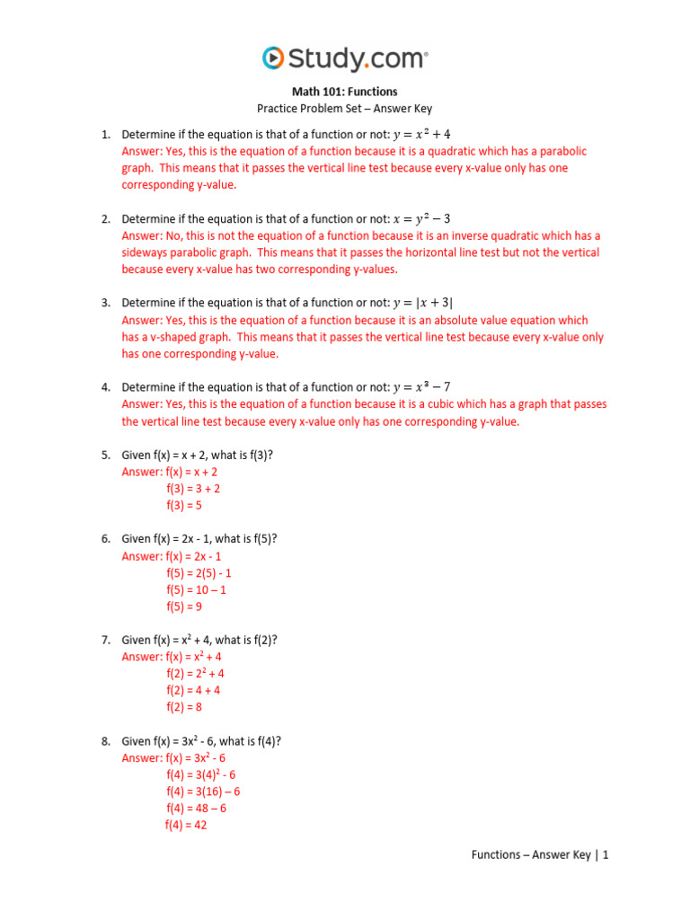 Math 101 CH 7 Practice Problem Set Answer Key | PDF | Function ...