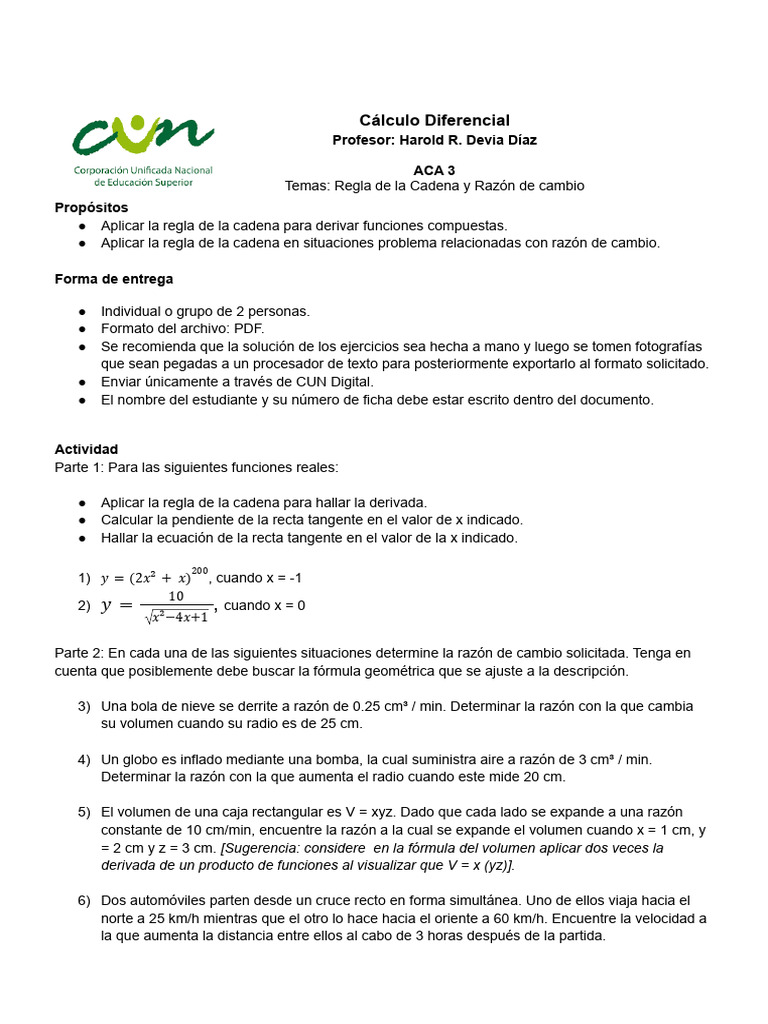 ACA 3 Cálculo Diferencial | PDF