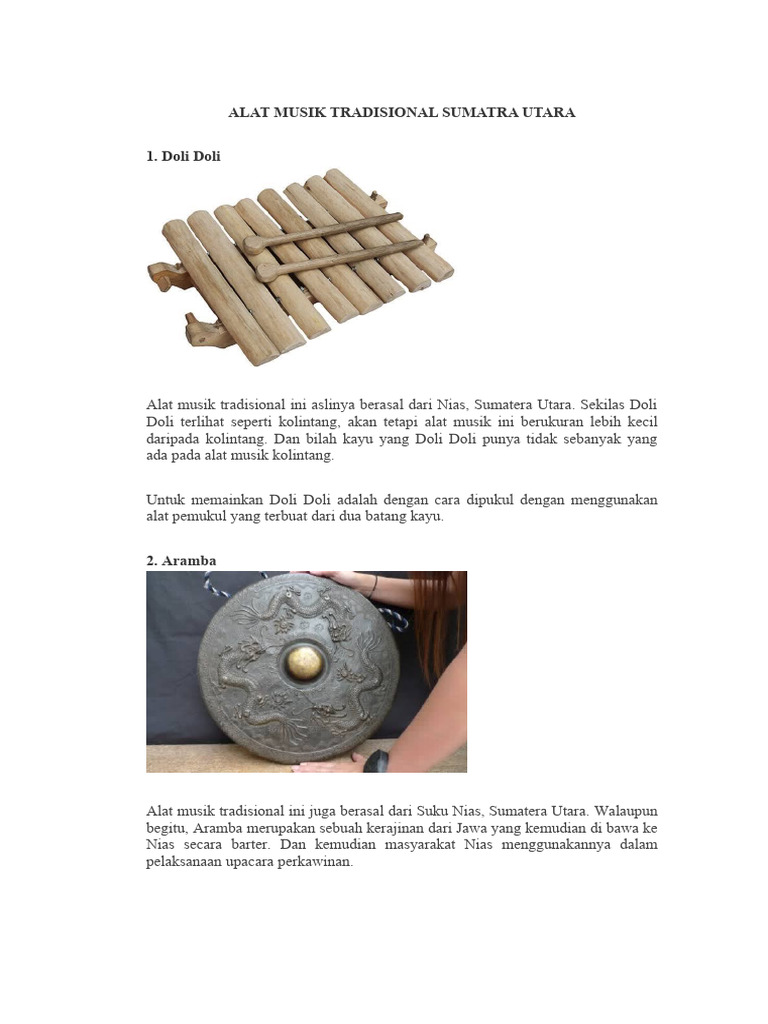 Alat Musik Tradisional Sumatra Utara | PDF