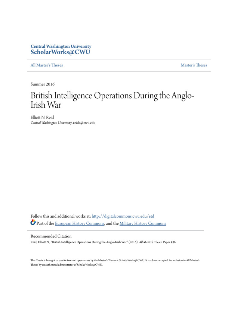 British Intelligence Operations During The Anglo-Irish War ...