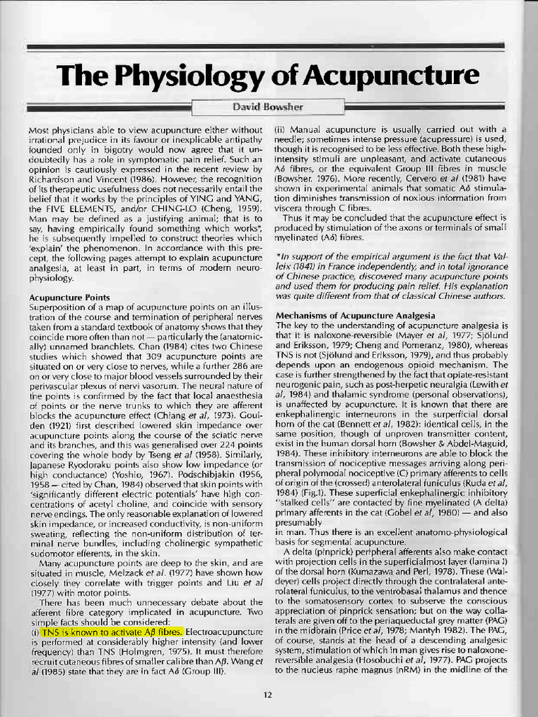 Acupuncture Mechanism | Download Free PDF | Clinical Medicine | Physiology