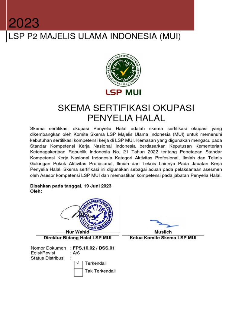 DSS.01 Skema Sertifikasi Penyelia Halal Rev.6 (19 Juni 2023) | PDF