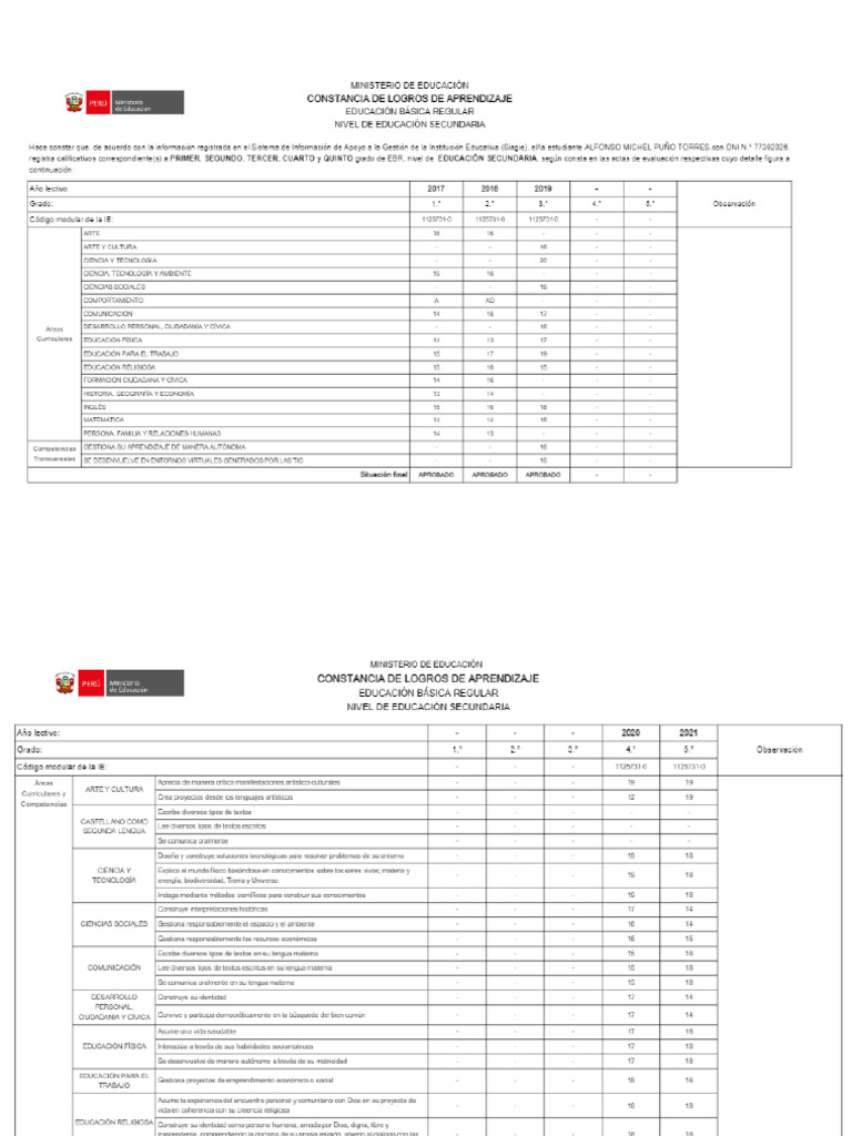Constancia de Logros de Aprendizaje Formato PDF | PDF Constancia de Logros de Aprendizaje Formato PDF | PDF