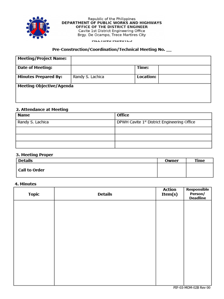 PIF-03-MF-02 Rev 0 MOM | PDF