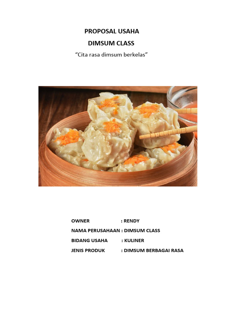 Proposal Usaha Dimsum Class | PDF