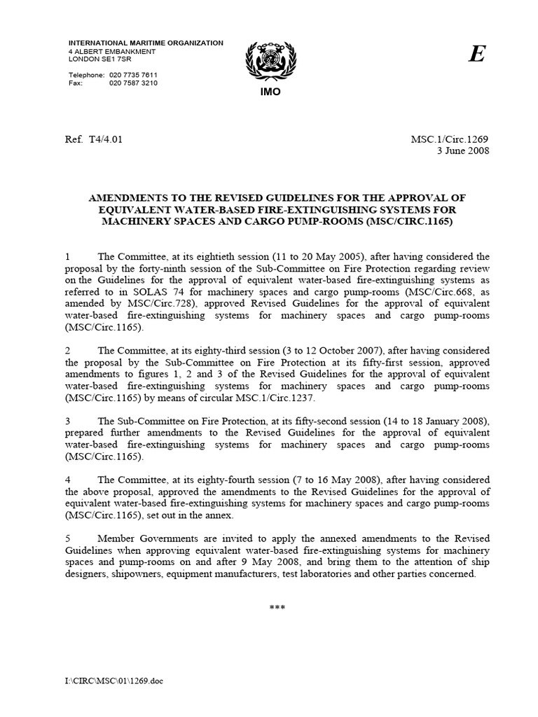 MSC.1-Circ.1269 - Amendments To The Revised Guidelines For The Approval OfEquivalent Water-Based ...