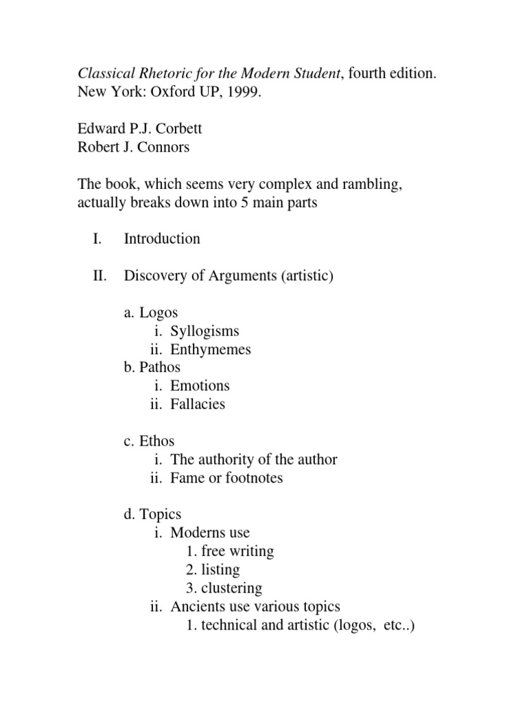 Classical Rhetoric For The Modern Studen | PDF
