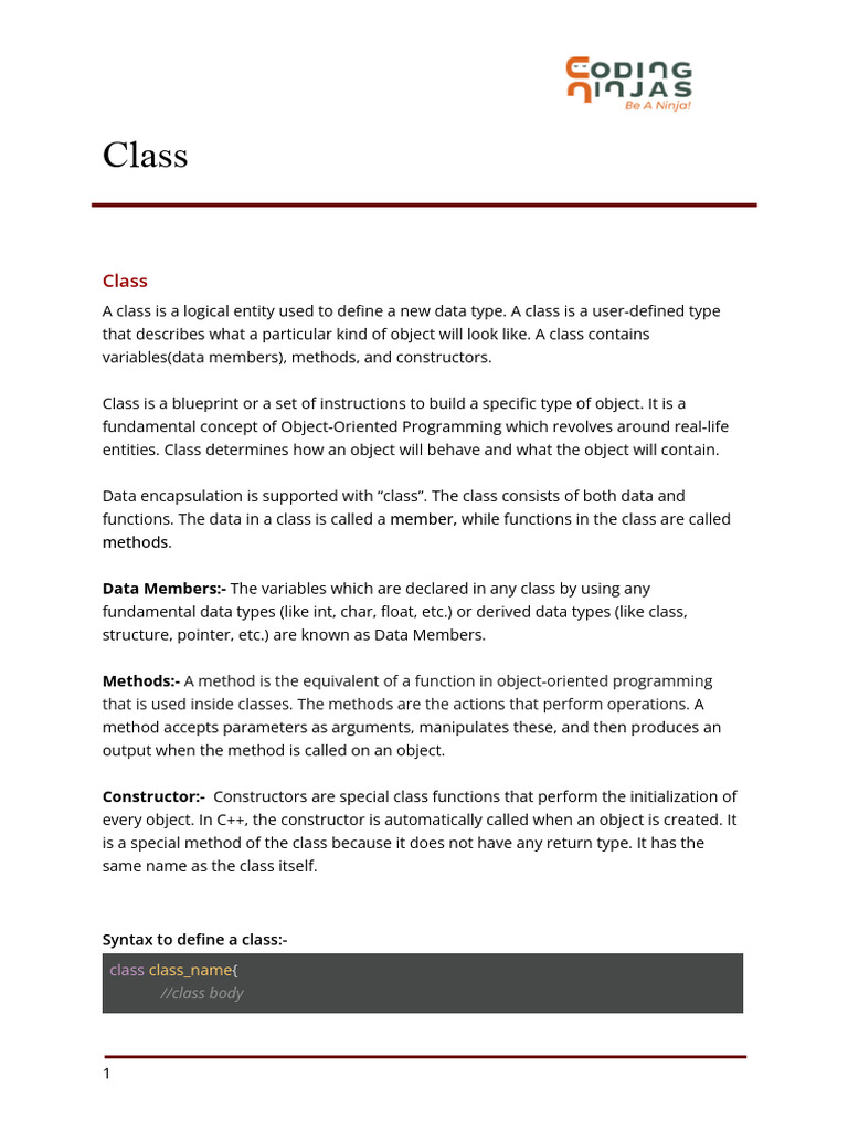 Gp Oops C Class Pdf Method Computer Programming Class Computer Programming
