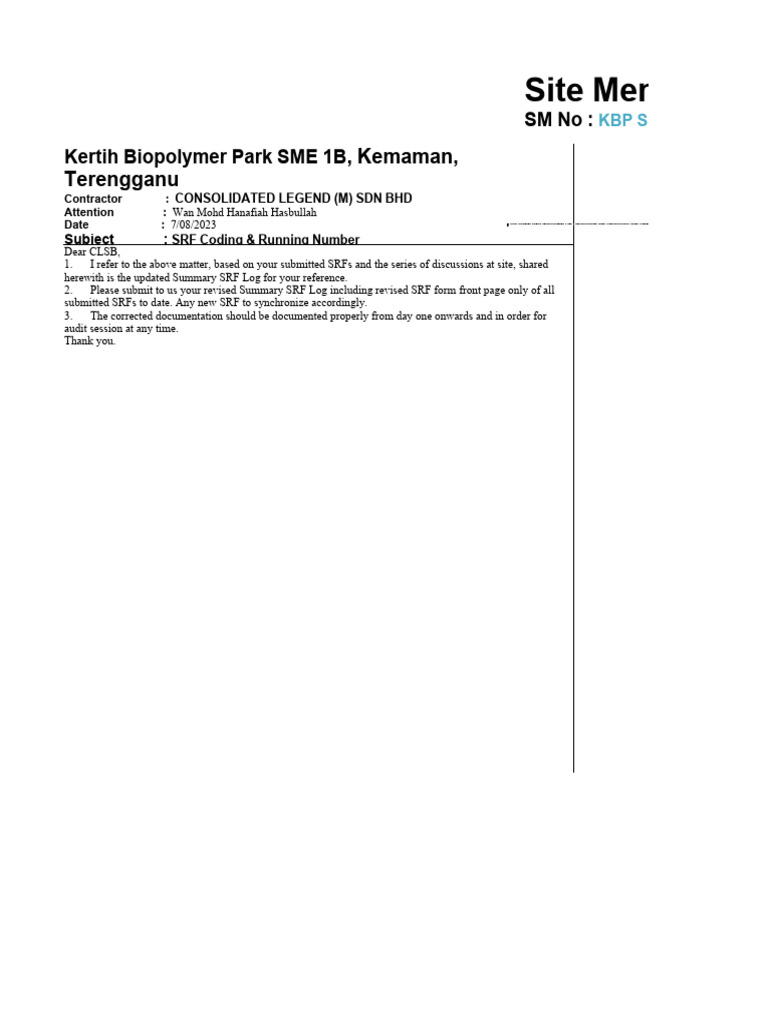 SM02 - Updated SRF Summary Log Record | PDF