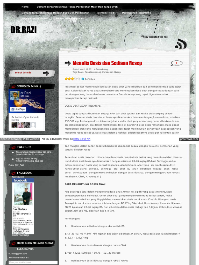 Menulis Dosis Dan Sediaan Resep | PDF