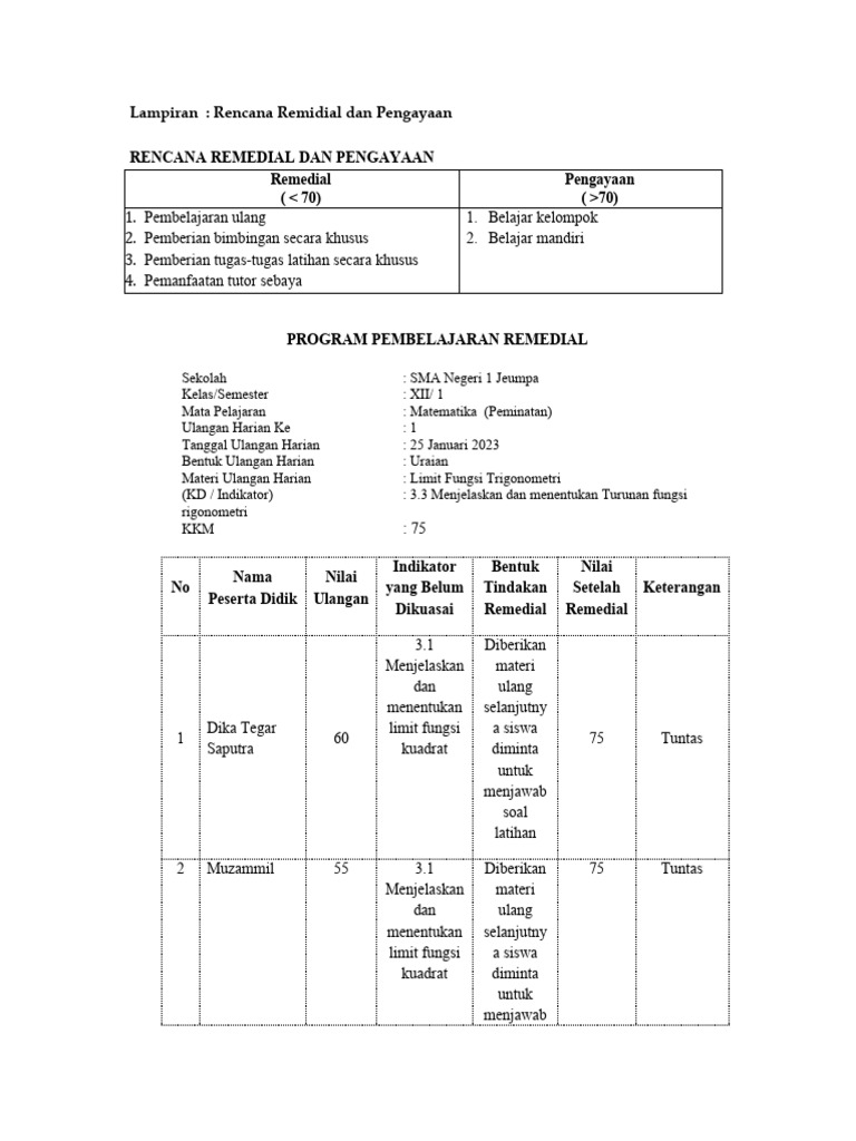 Rencana Dan Program Remedial | PDF