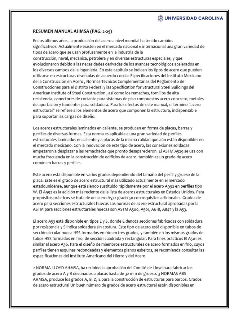 Resumen Manual Ahmsa | PDF | Soldadura | Construcción