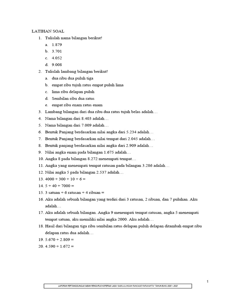 Latihan Soal | PDF | Seni & Disiplin Bahasa | Griya & Taman