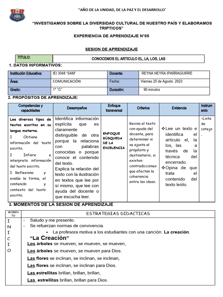 Conocemos El Articulo El, La, Los, Las | PDF | Aprendizaje | Cognición