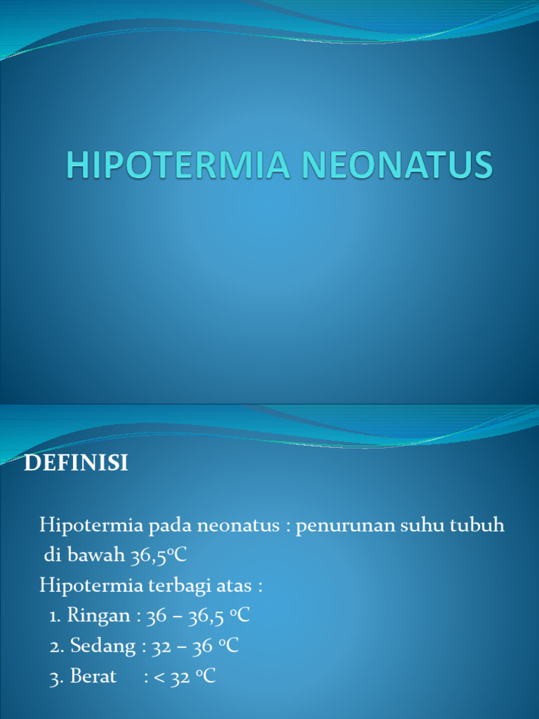 Hipotermia Neonatus | PDF