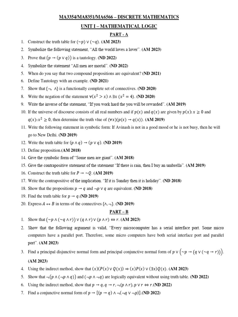 Unit I - QB | PDF | Metalogic | Semantics