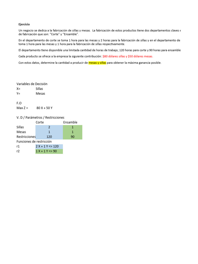 Ejercicios - Programación Lineal - SOLVER - A | PDF Ejercicios - Programación Lineal - SOLVER - A | PDF