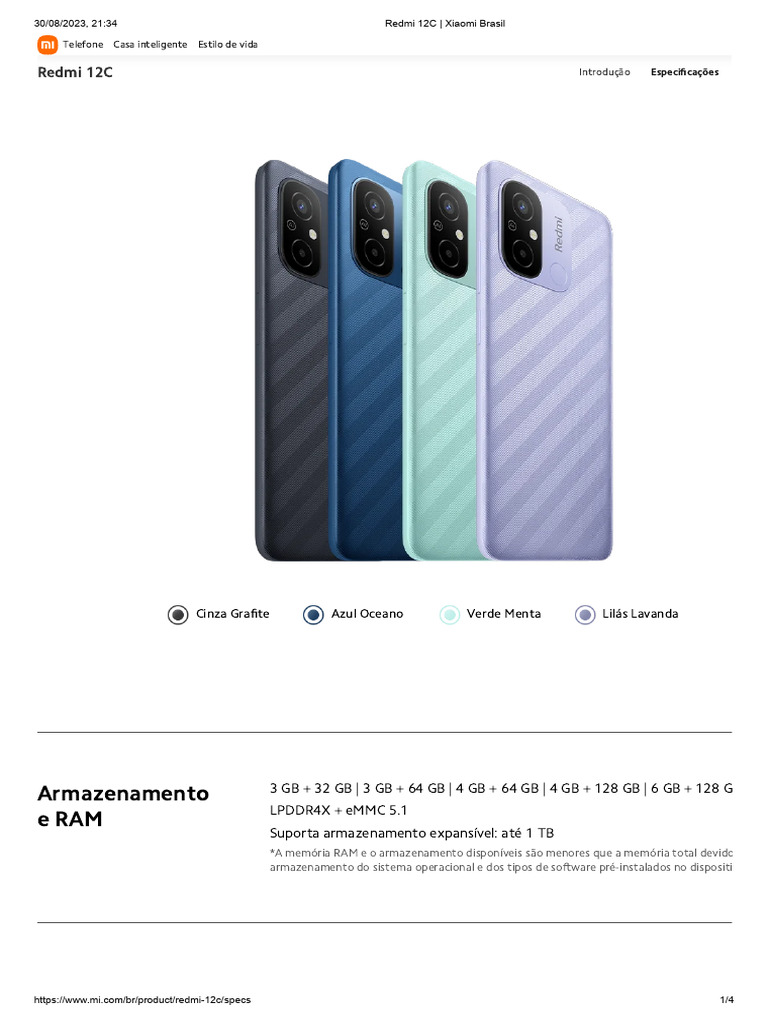Redmi 12C - Xiaomi Brasil | PDF | Celulares | Equipamento