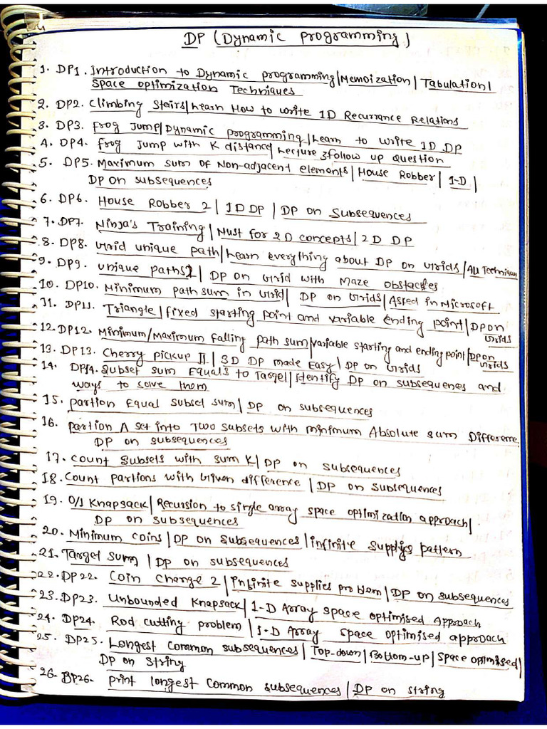 Striver Dynamic Programming Notes | PDF Striver Dynamic Programming Notes | PDF