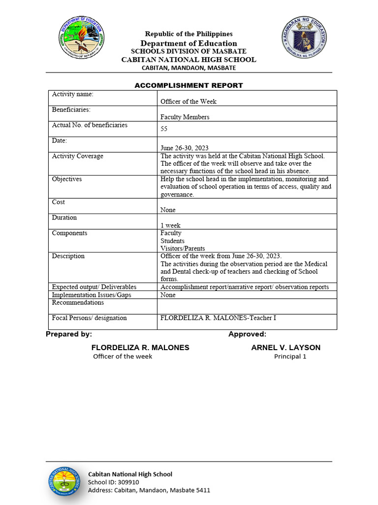 Officer of The Week AR | PDF | Schools | Learning