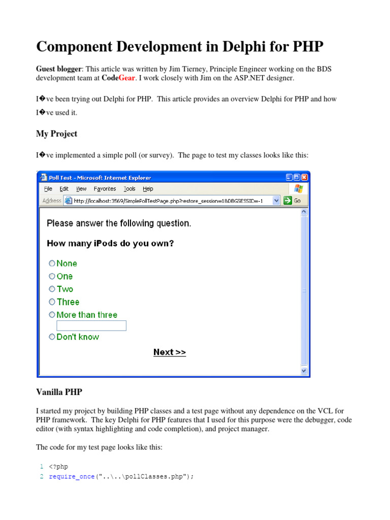Component Development in Delphi for PHP | PDF | Php | Systems Engineering