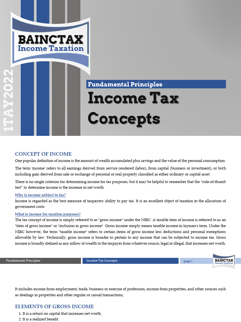 Income Tax Concepts and Definitions | PDF | Gross Income | Taxes