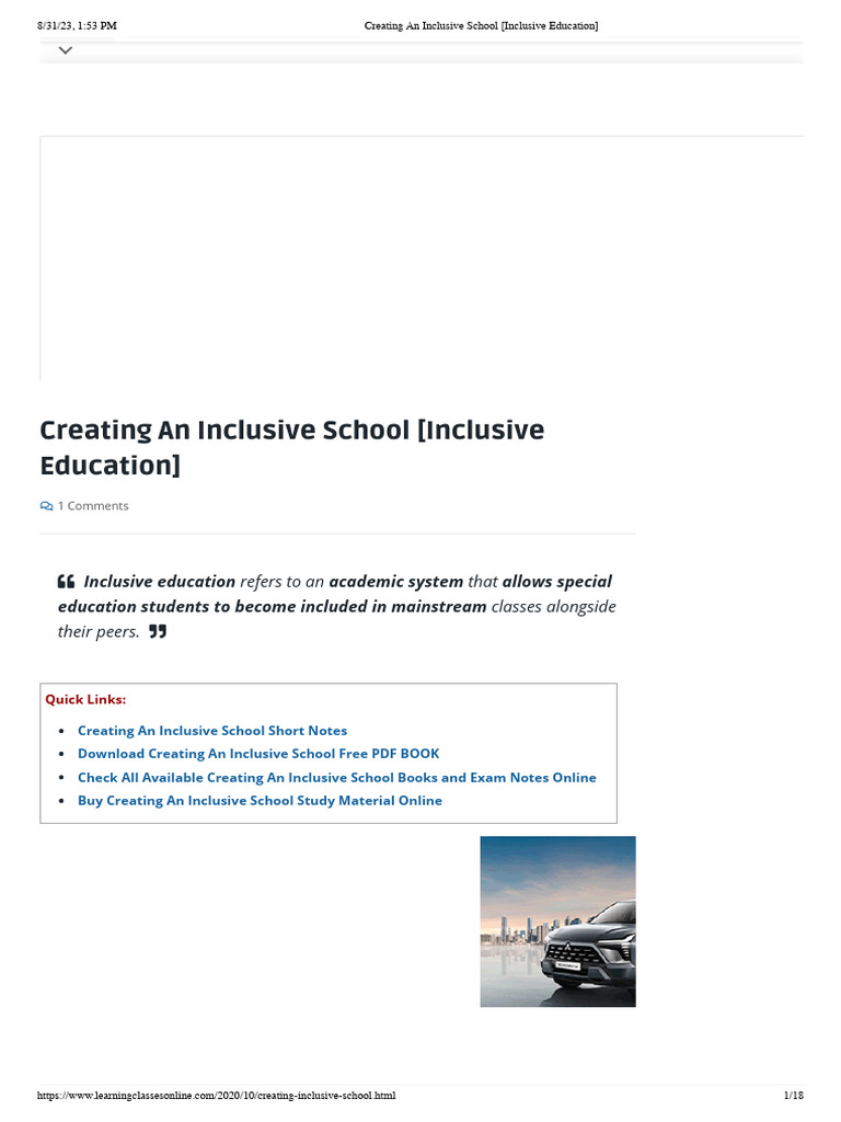 12 - Creating An Inclusive School (Inclusive Education) | PDF ...
