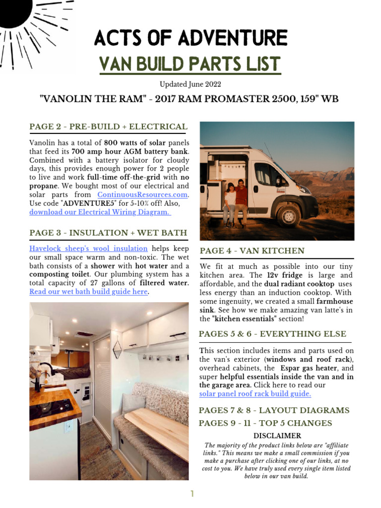 Van Build Parts List v4 | PDF | Water Heating | Air Conditioning