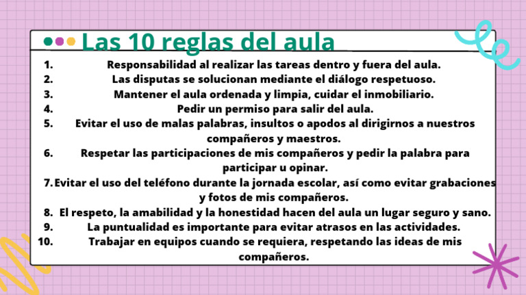 Reglas Del Aula | PDF