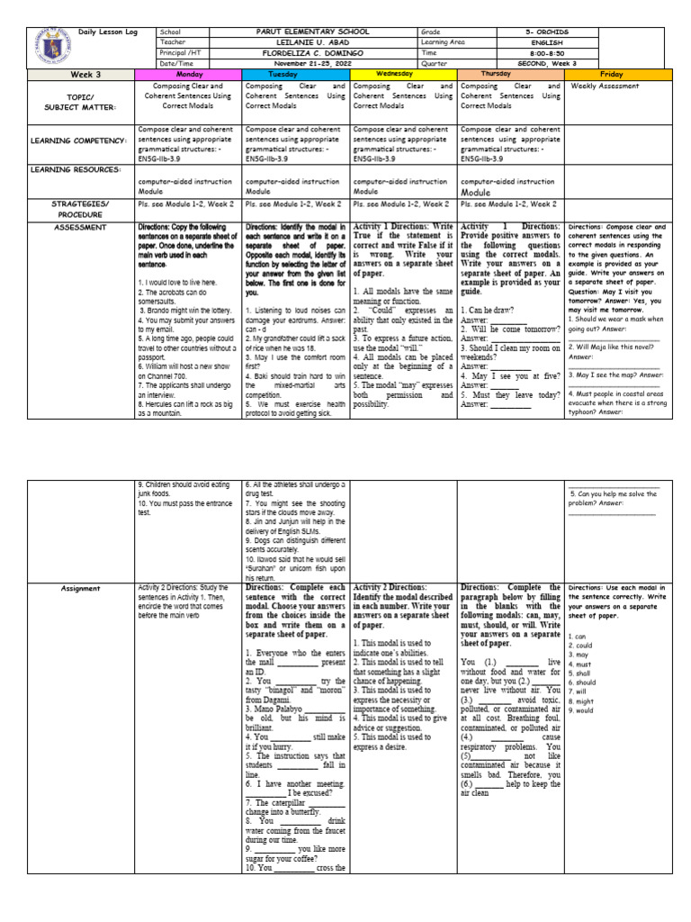 DLL English w3 | PDF | Educational Technology
