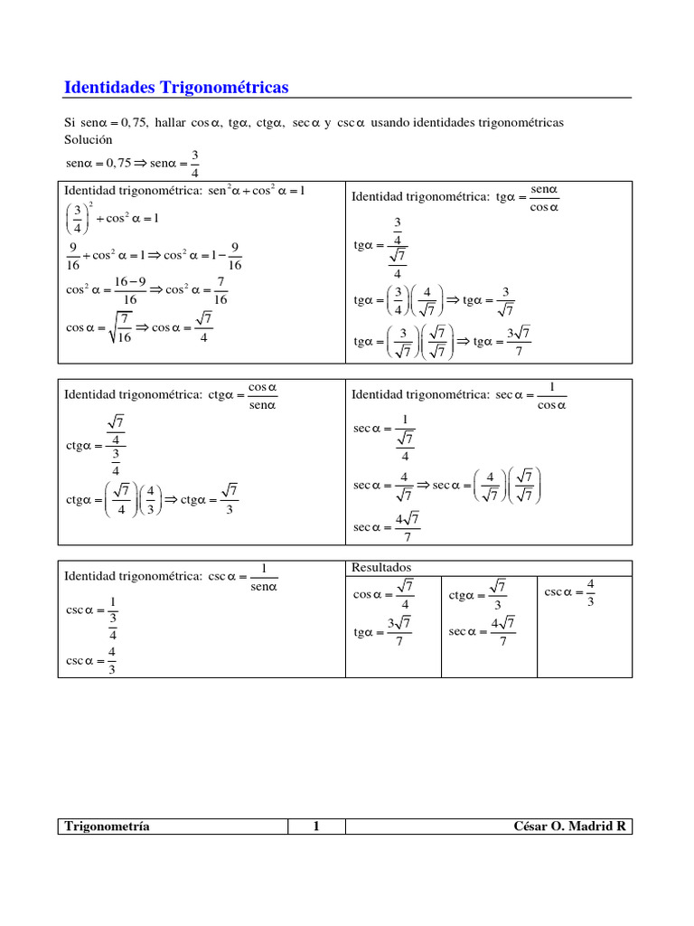 Ejercicios de Trigonometria | PDF