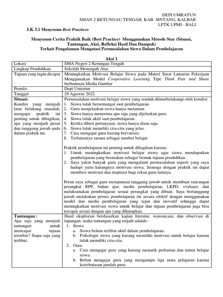 LK. 3.1 Menyusun Best Practices | PDF