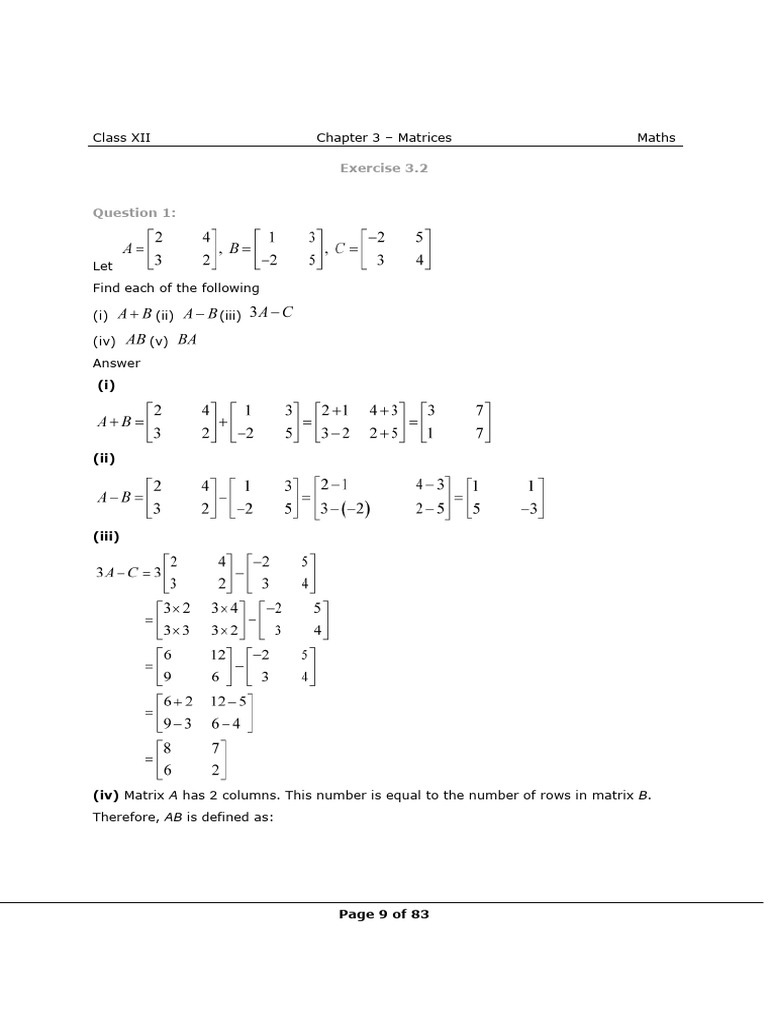 Chapter 3 Matrices-Part 2 | PDF | Matrix (Mathematics) | Interest