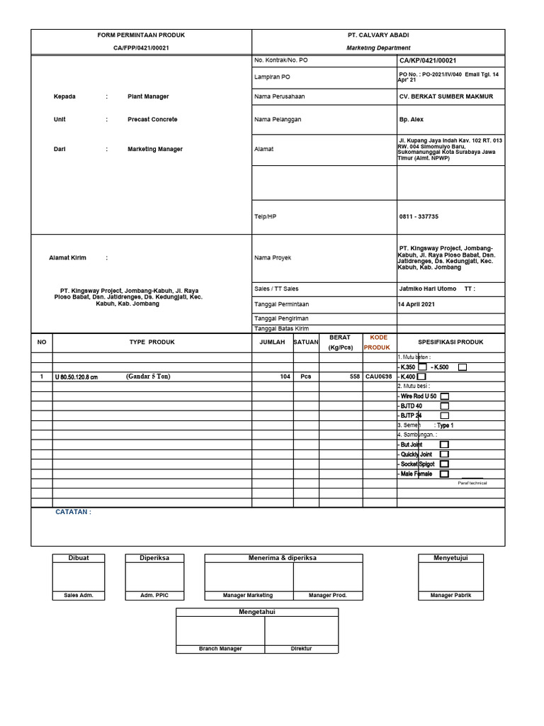 CA-040521 FPP PT - Berkat Sumber (BSM) (Alex) (U 60.60.120.8+cu,-20t, DLL) - Proyek PT ...