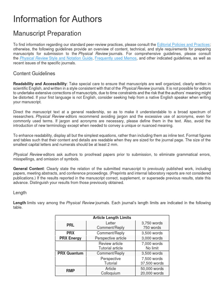 Information For Authors - APS | PDF | Abstract (Summary) | Citation